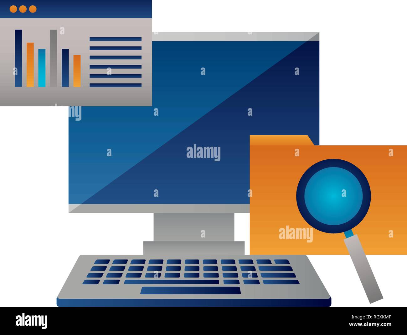 computer monitor keyboard folder website analysis Stock Vector Image ...