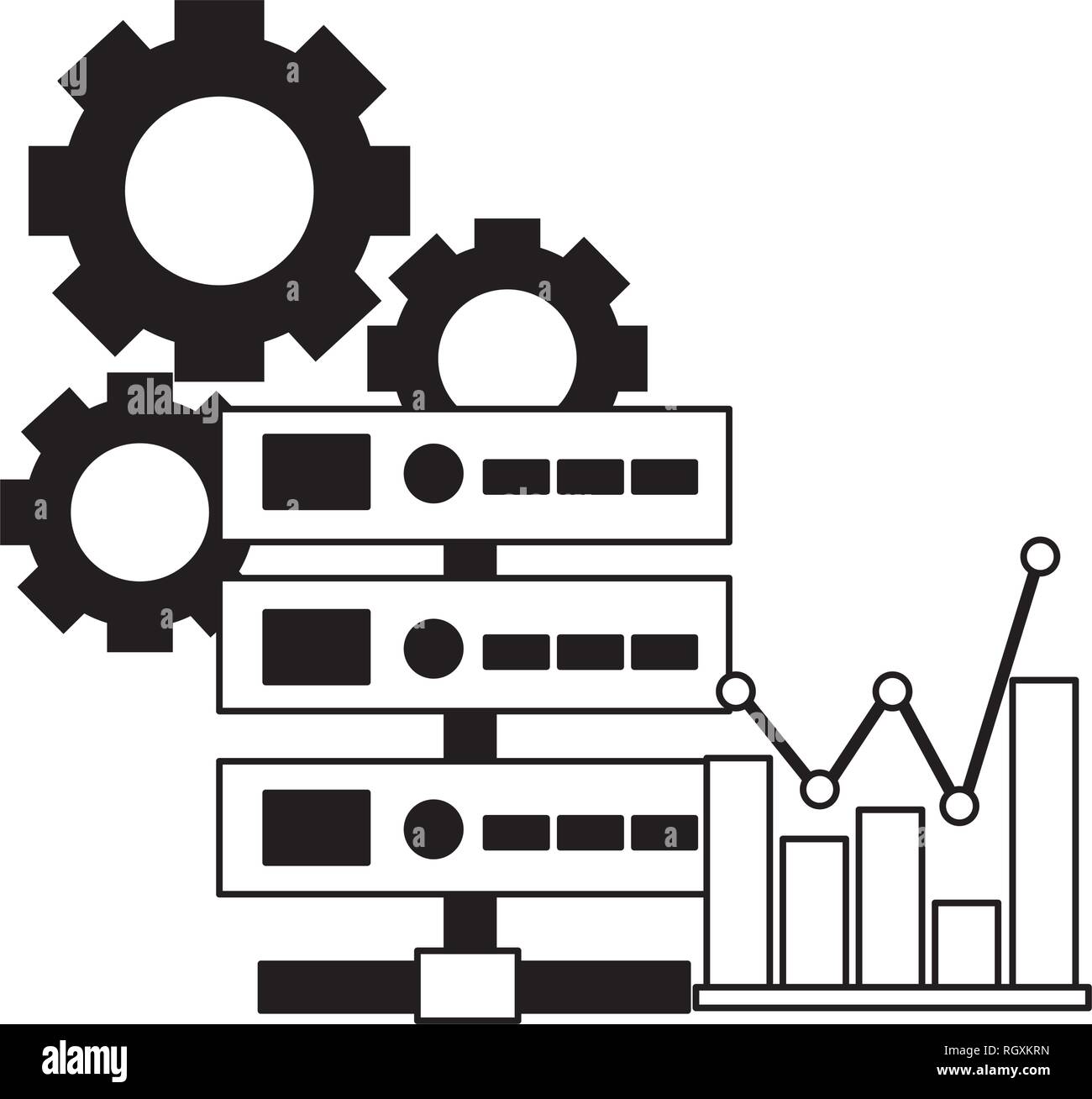 database server chart and gears Stock Vector Image & Art - Alamy