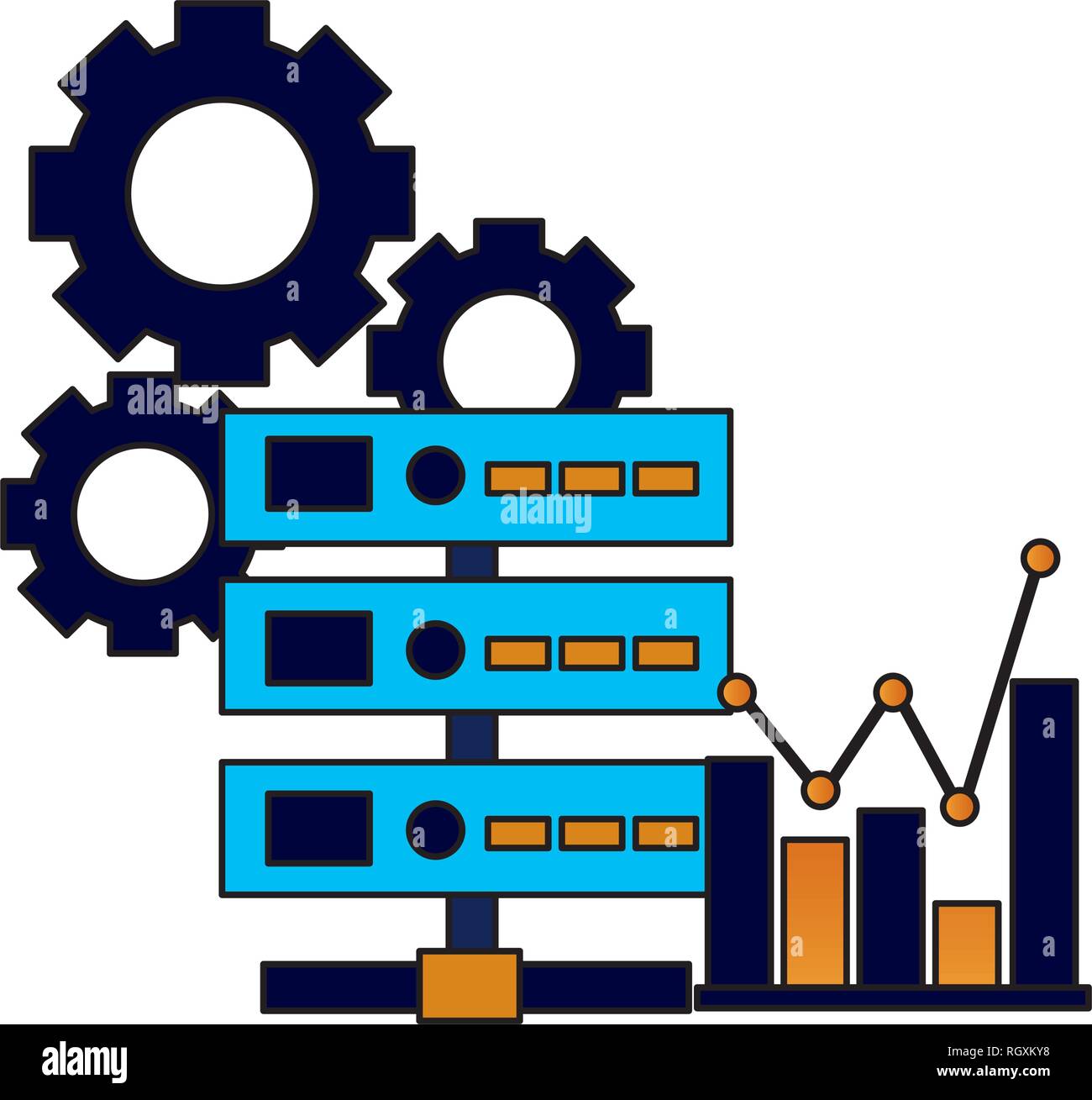 database server chart and gears Stock Vector Image & Art - Alamy