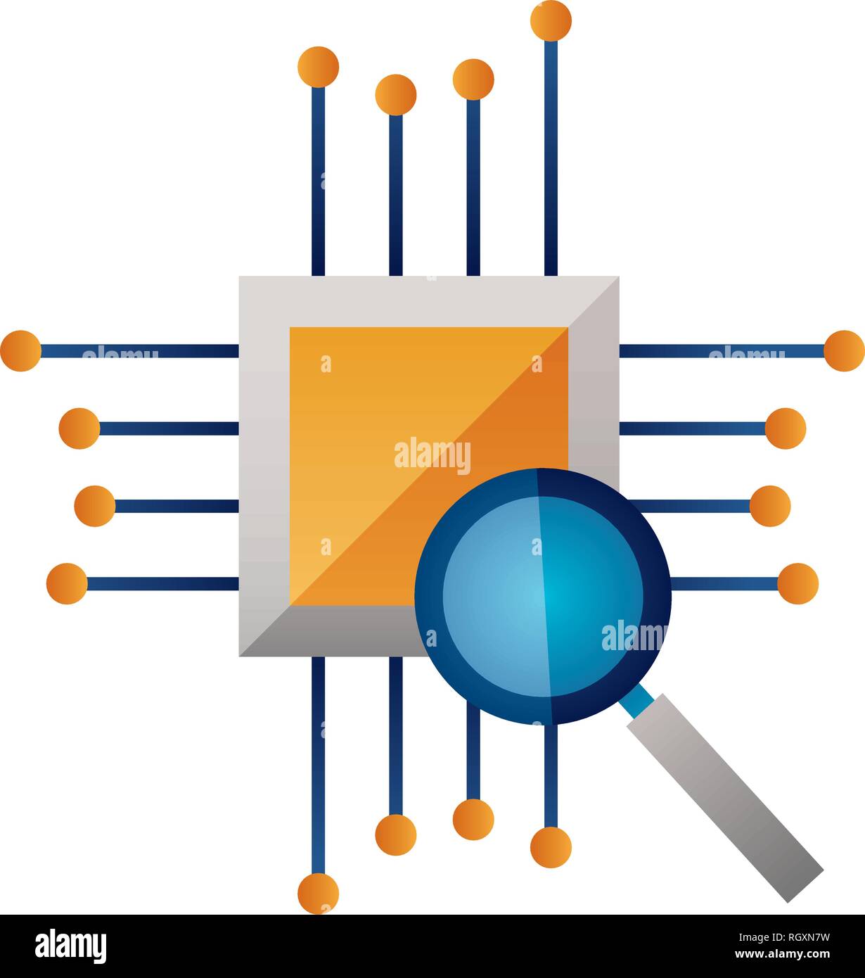 motherboard circuit magnifying glass hardware Stock Vector Image & Art ...