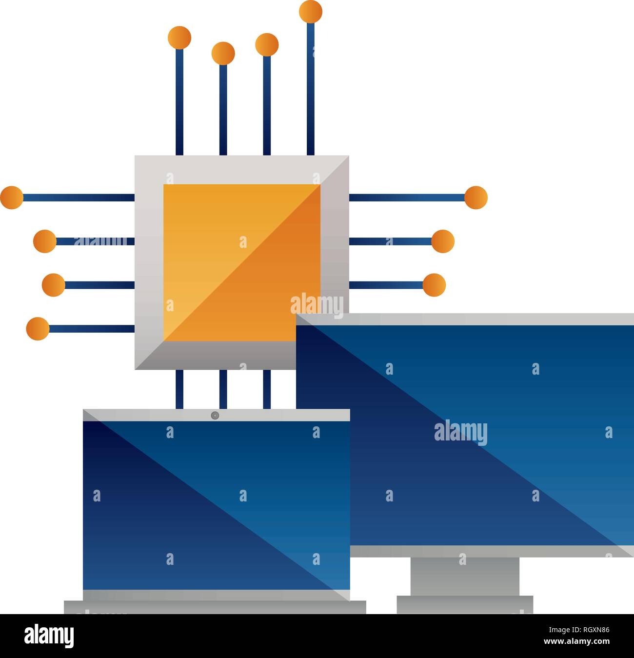 computer monitor laptop and motherboard circuit Stock Vector Image ...