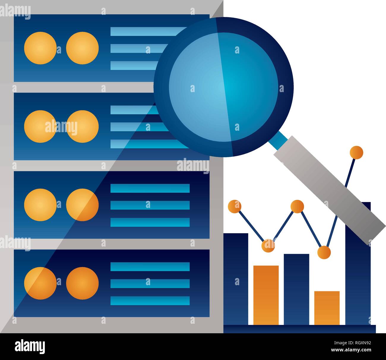 computer case chart and magnifying glass Stock Vector Image & Art - Alamy