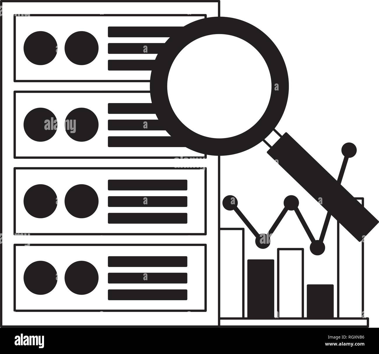computer case chart and magnifying glass Stock Vector Image & Art - Alamy
