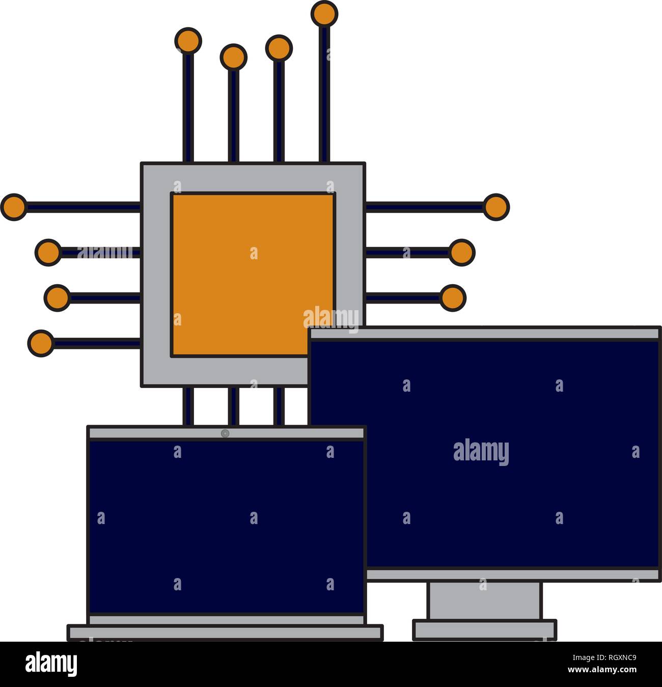 computer monitor laptop and motherboard circuit Stock Vector Image ...