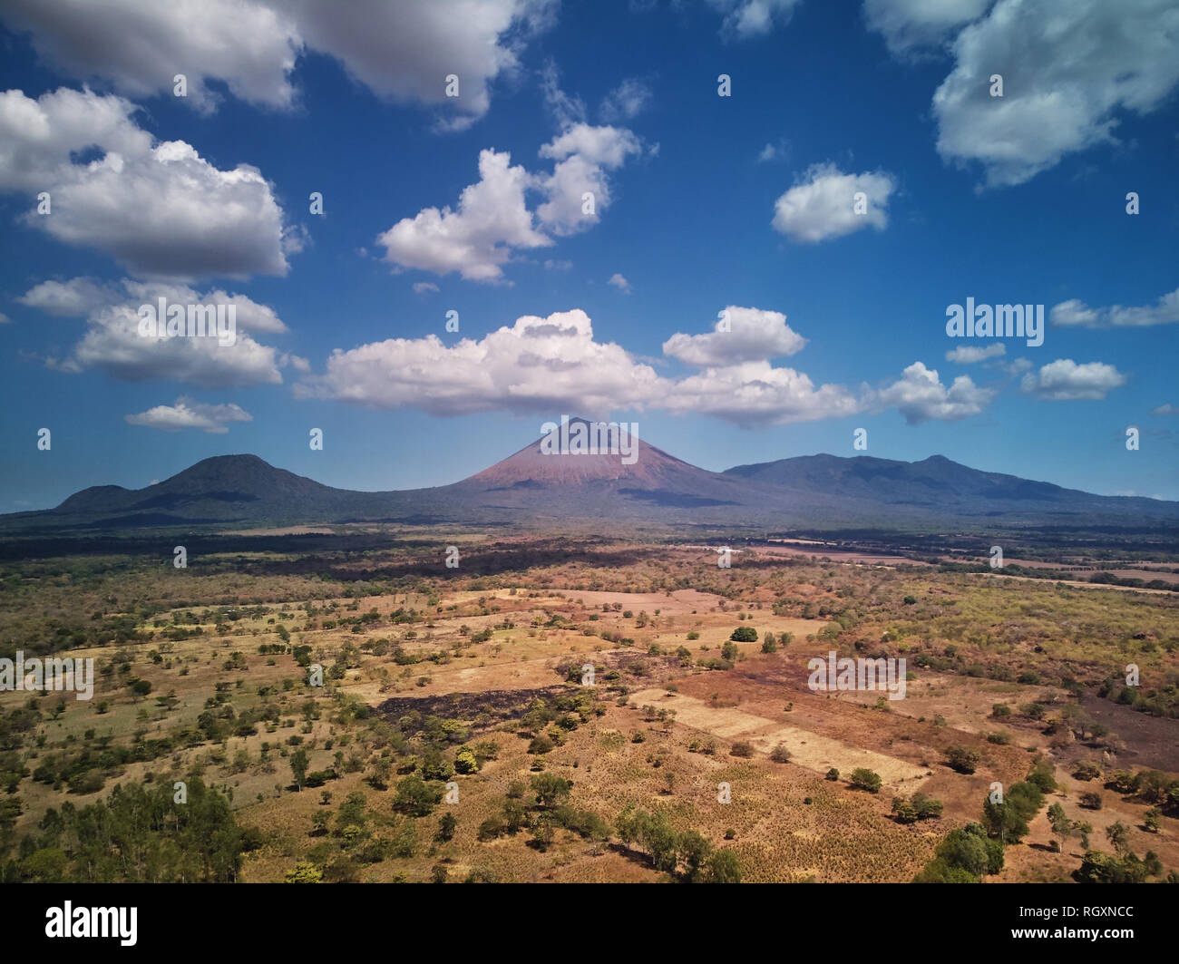 National park in Nicaragua with high peak of volcano Stock Photo - Alamy