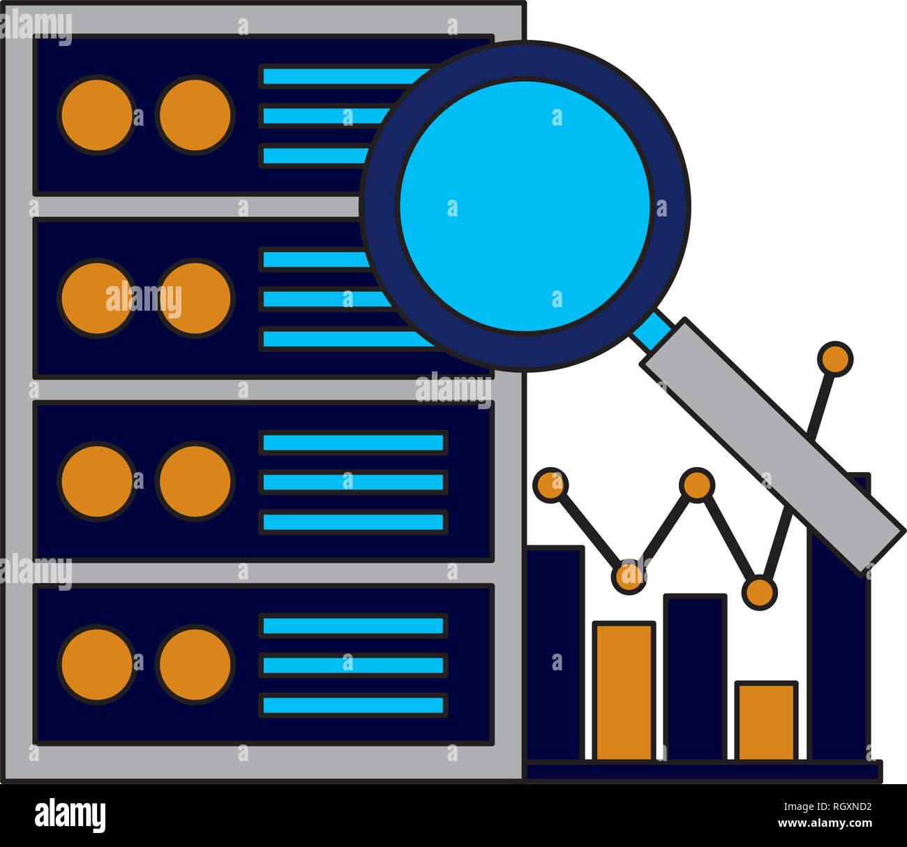 computer case chart and magnifying glass Stock Vector Image & Art - Alamy
