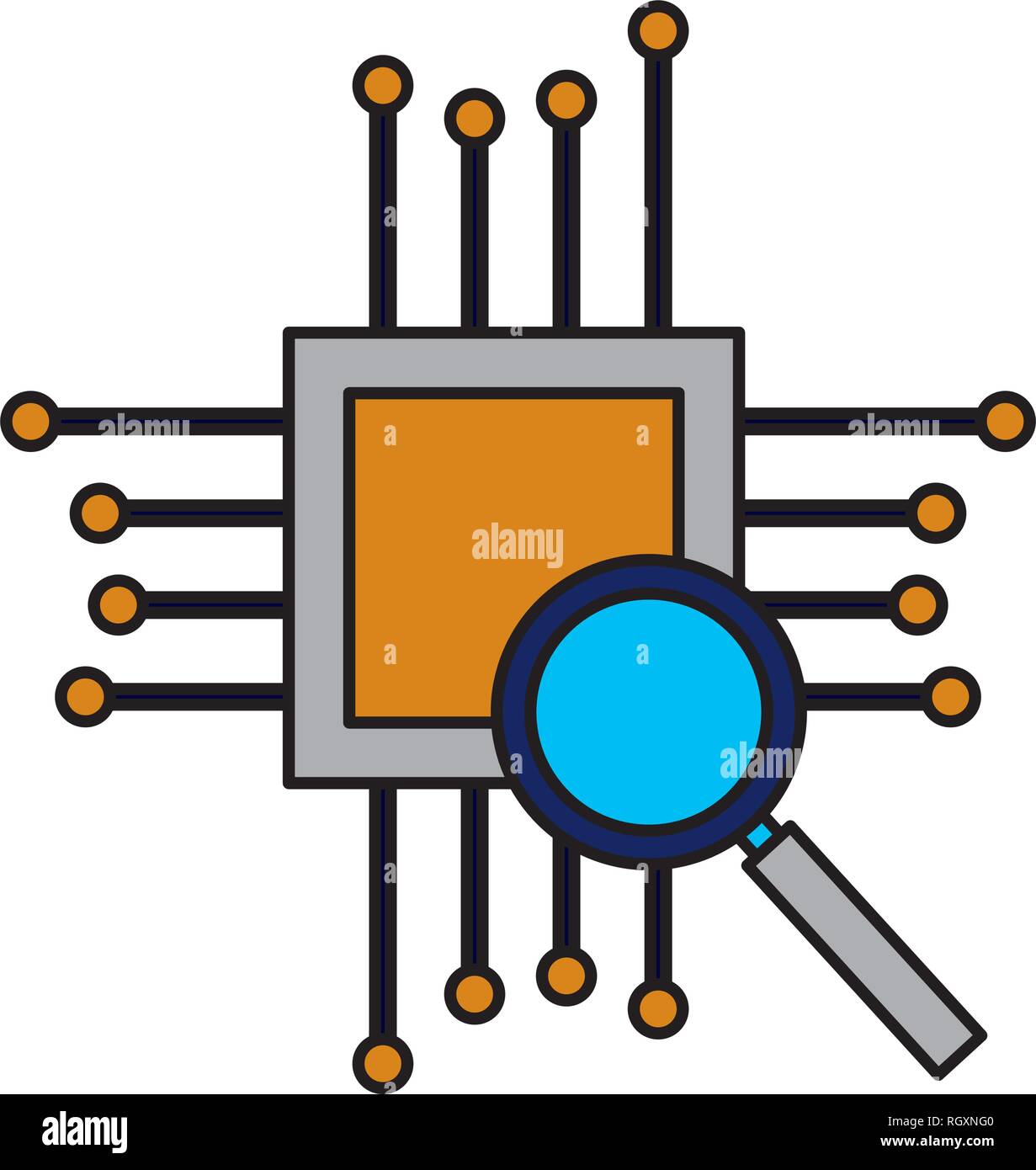 motherboard circuit magnifying glass hardware Stock Vector Image & Art ...