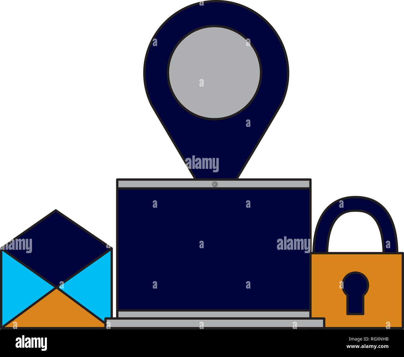 laptop computer navigation pointer email security Stock Vector Image ...