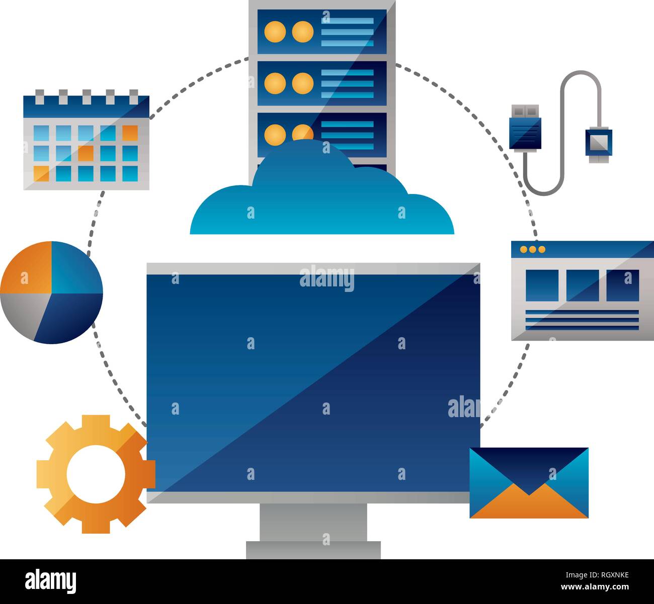 cloud computing monitor cpu connection Stock Vector Image & Art - Alamy