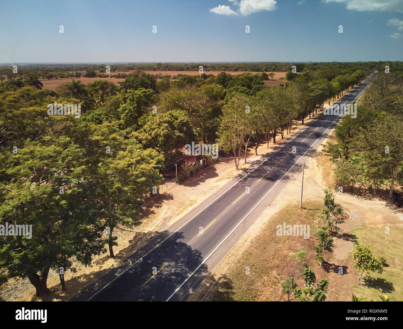 Aerial view straight road hi-res stock photography and images - Alamy