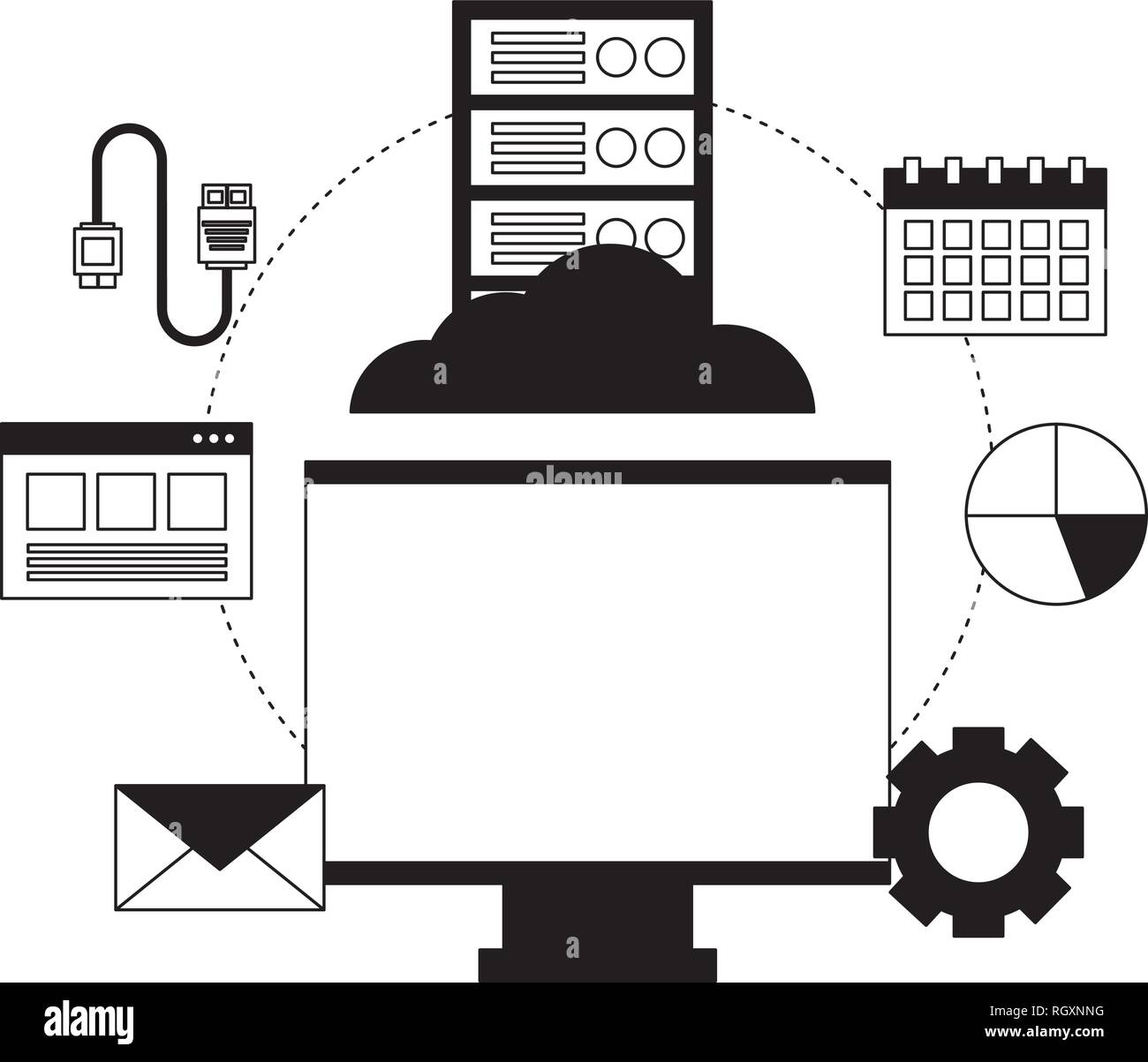 cloud computing monitor cpu connection Stock Vector Image & Art - Alamy