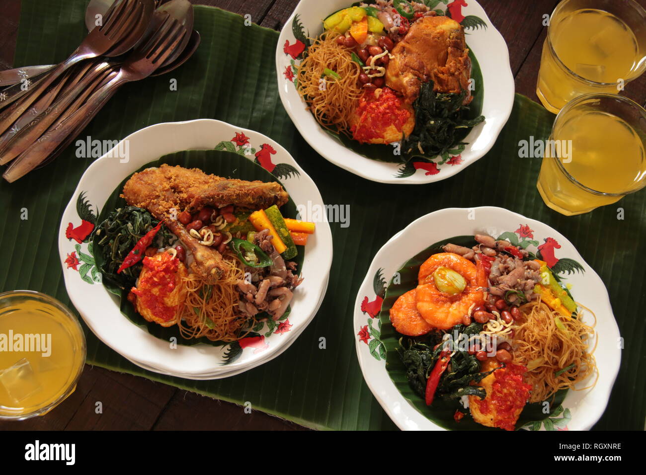 Nasi Rames Medan, the Malay rice meal from Medan, North Sumatra Stock ...