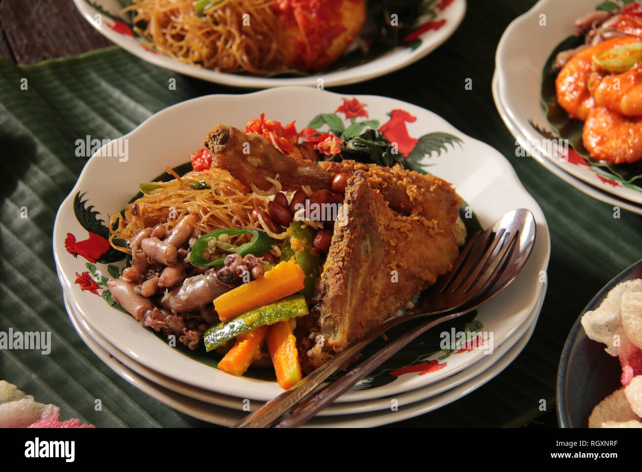 Nasi Rames Medan, the Malay rice meal from Medan, North Sumatra Stock ...