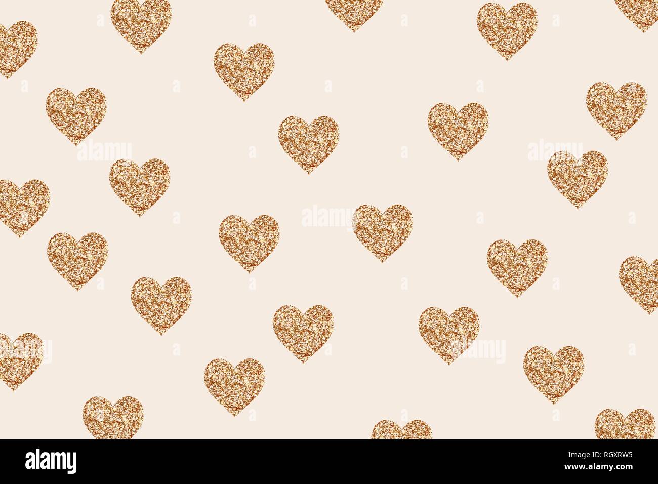 Glittering golden color particle heart shaped pattern background Stock ...