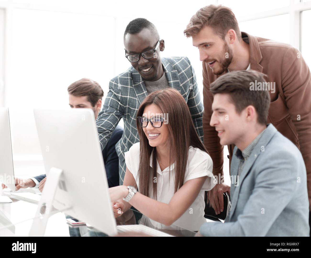 Company employees working in software development and designer office ...