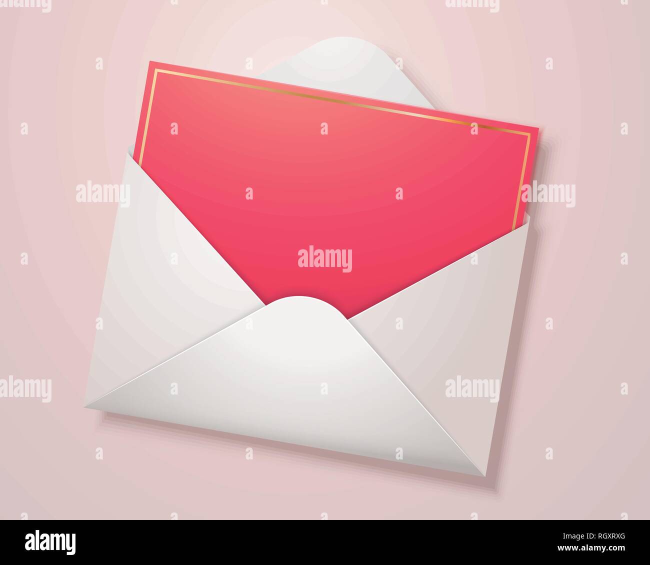 Blank red card with open envelope in 3d illustration Stock Vector Image ...