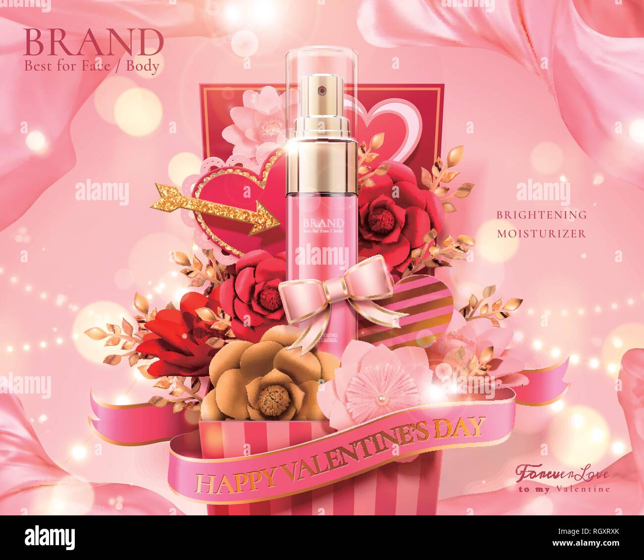 Happy Valentine's day gift set with paper flowers and spray bottles in ...