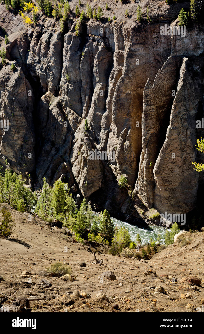 WY03075-00...WYOMING - Rocky spires along the walls of the Canyon of ...