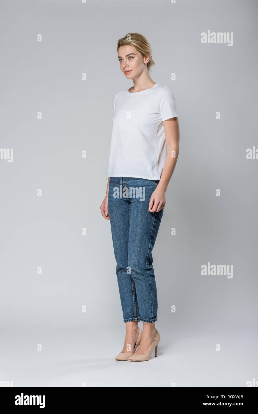 Woman modeling t shirt hi-res stock photography and images - Alamy