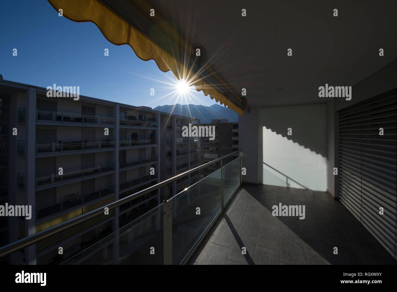 Balcony with Sunlight Stock Photo - Alamy