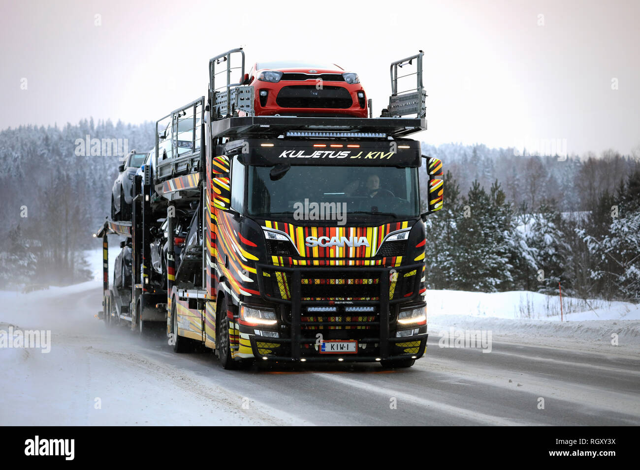 Scania car transporter hi-res stock photography and images - Alamy