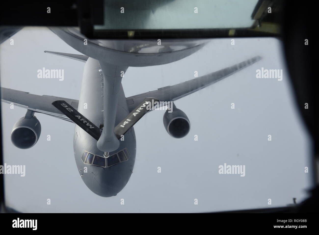 The crew of a new KC-46 Pegasus aerial-refueling aircraft practice ...