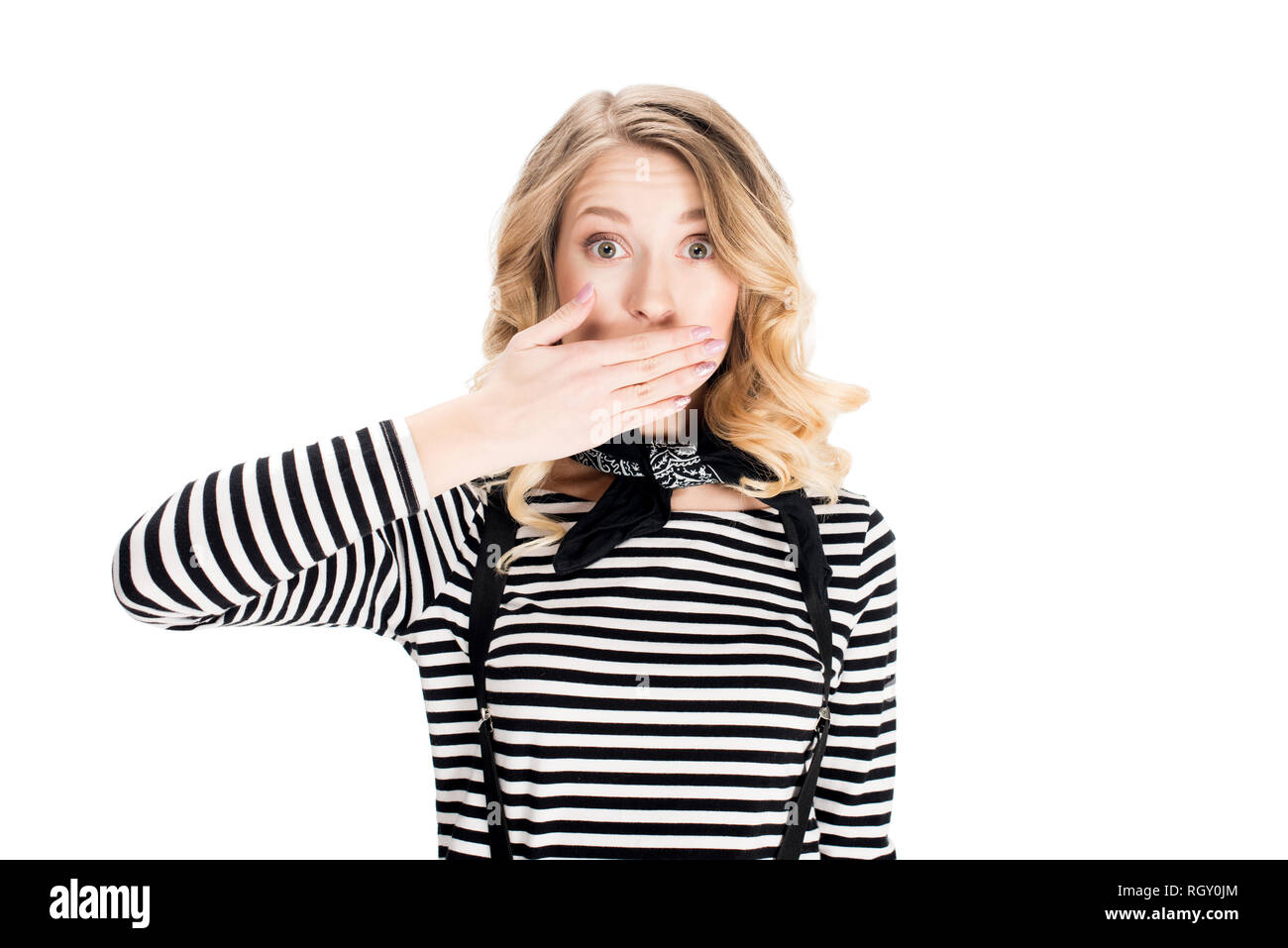 Hand on lips hi-res stock photography and images - Alamy