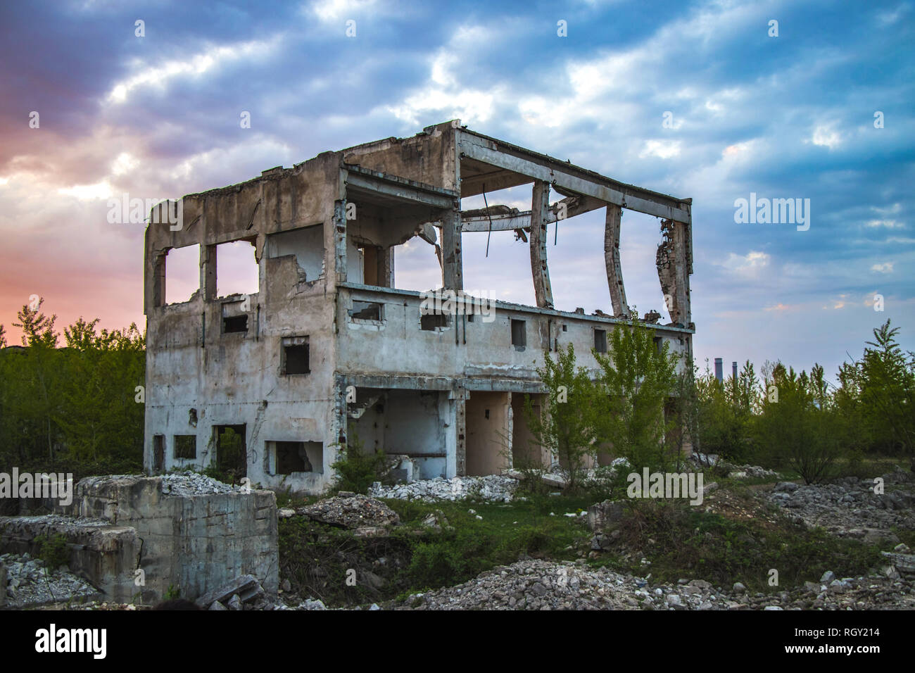 A destroyd building nice sky scen Stock Photo - Alamy
