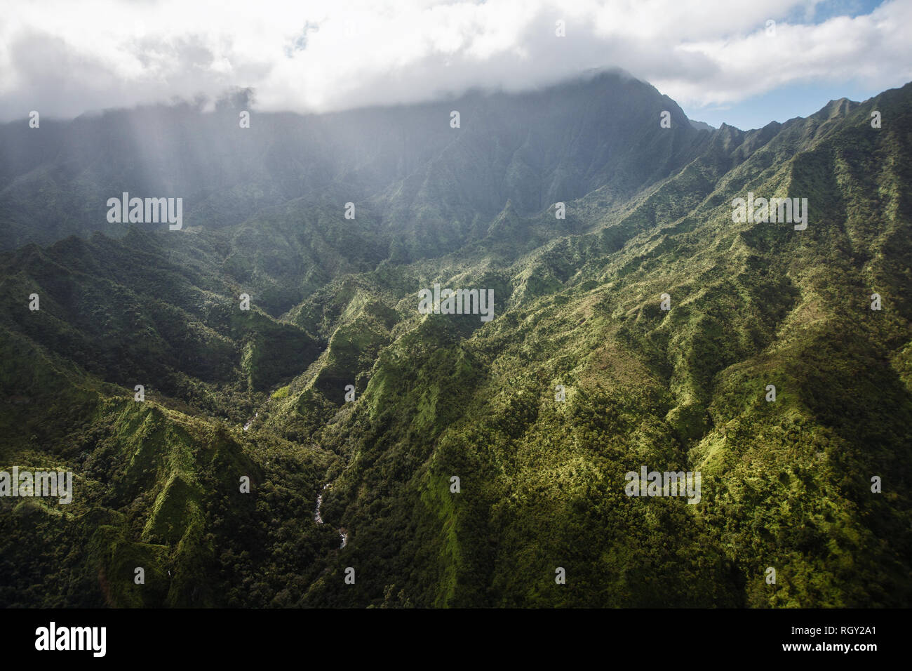 The Heart of Kauai: Aerial view of Mount Waialeale Stock Photo - Alamy