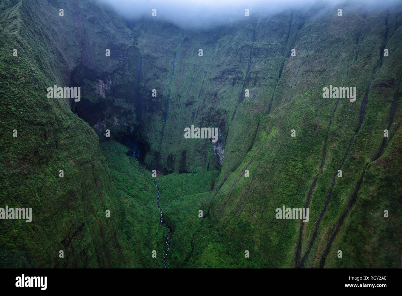 The Heart of Kauai: Mount Waialeale Crater and the Weeping Wall Stock ...