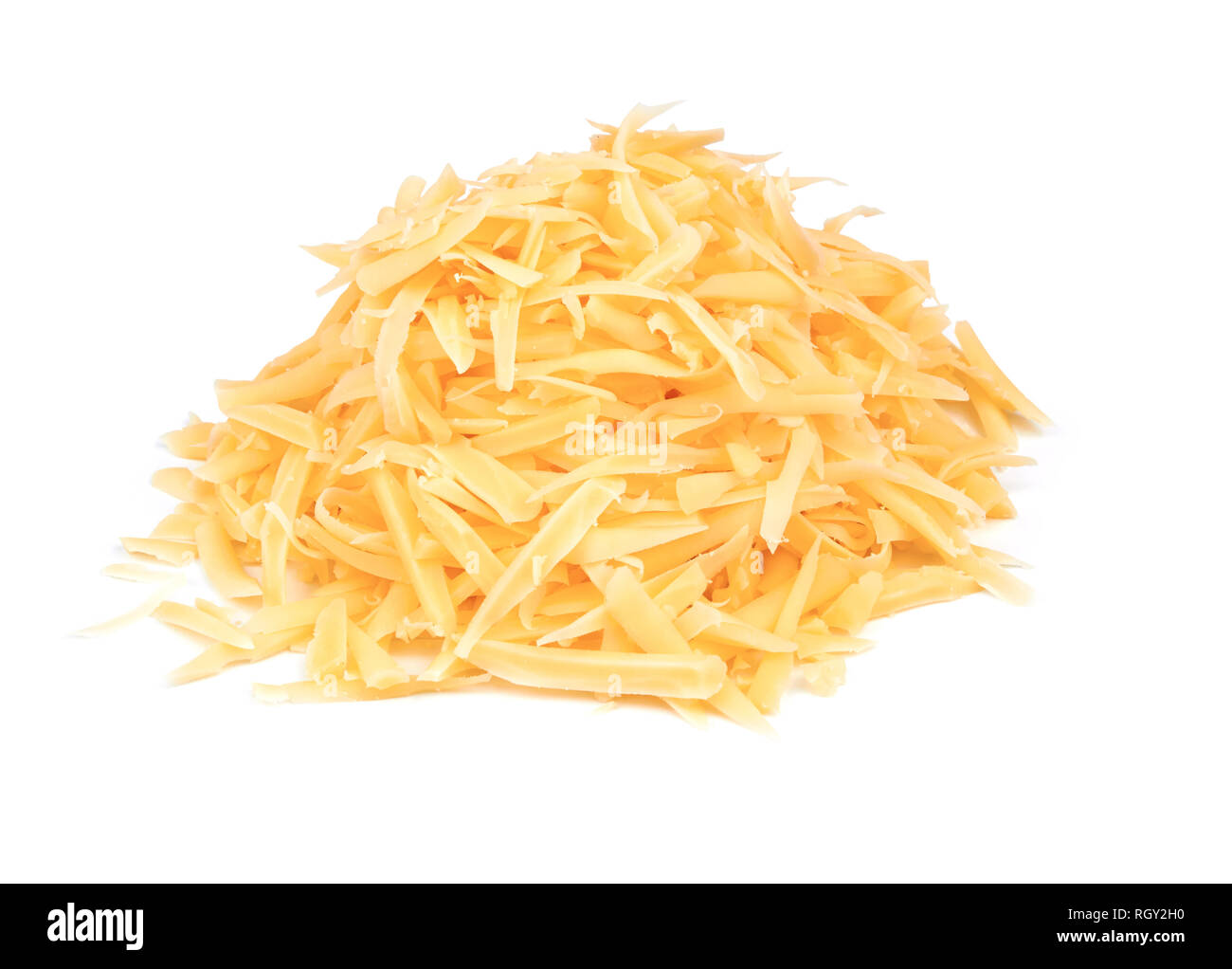Grated cheese isolated on a white background Stock Photo - Alamy