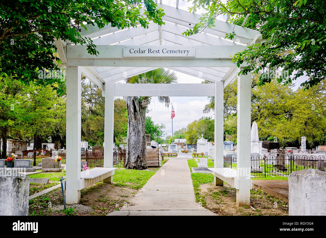 The entrance to Cedar Rest Cemetery is pictured, April 6, 2018, in Bay ...
