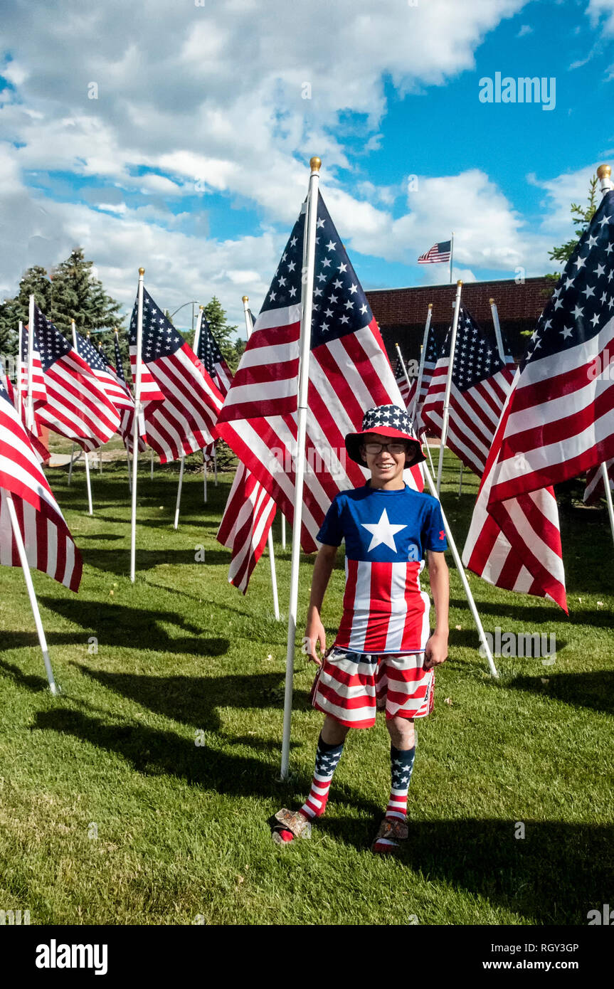 Young boy flags hi-res stock photography and images - Alamy