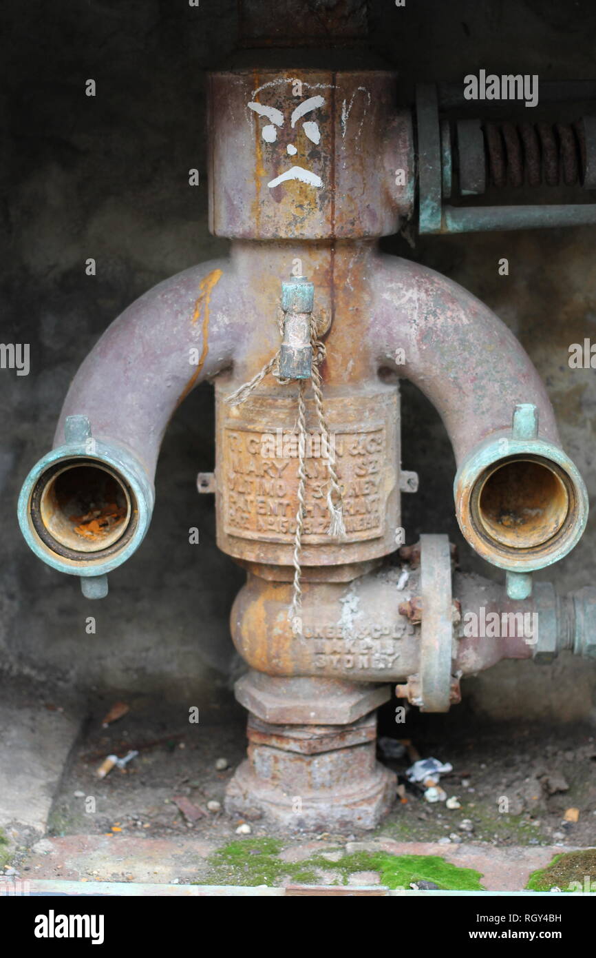 Angry fire hydrant street art Stock Photo - Alamy