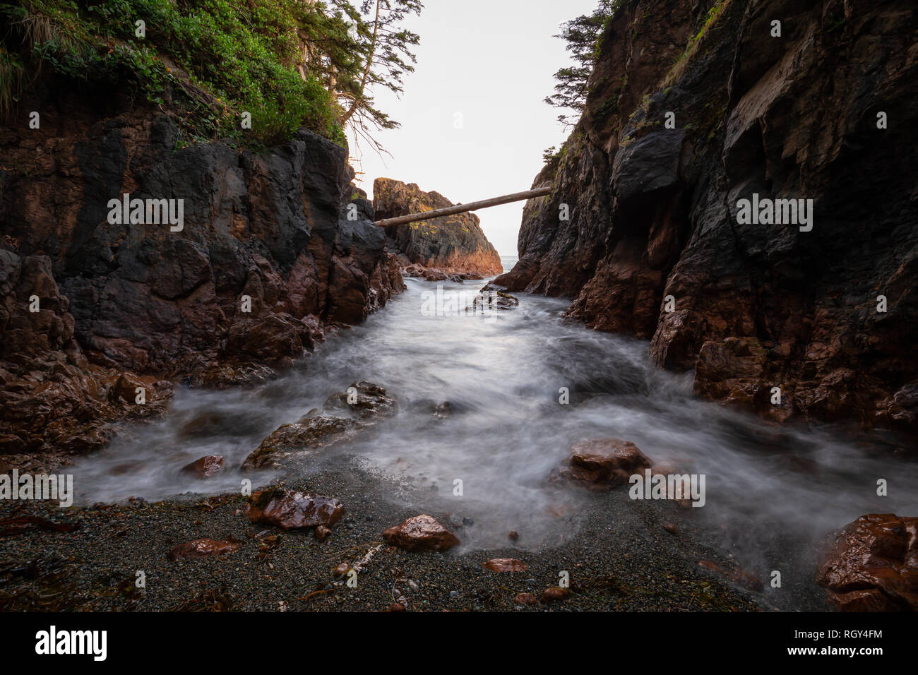 Beautiful rocky seascape on the Pacific Ocean Coast during a vibrant ...