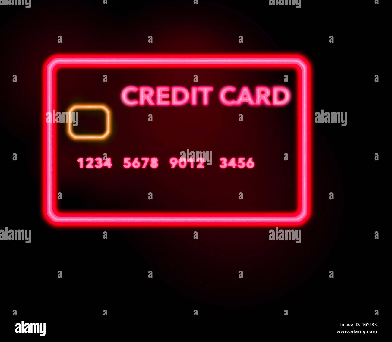A neon sign that looks like a credit card is seen in this illustration ...
