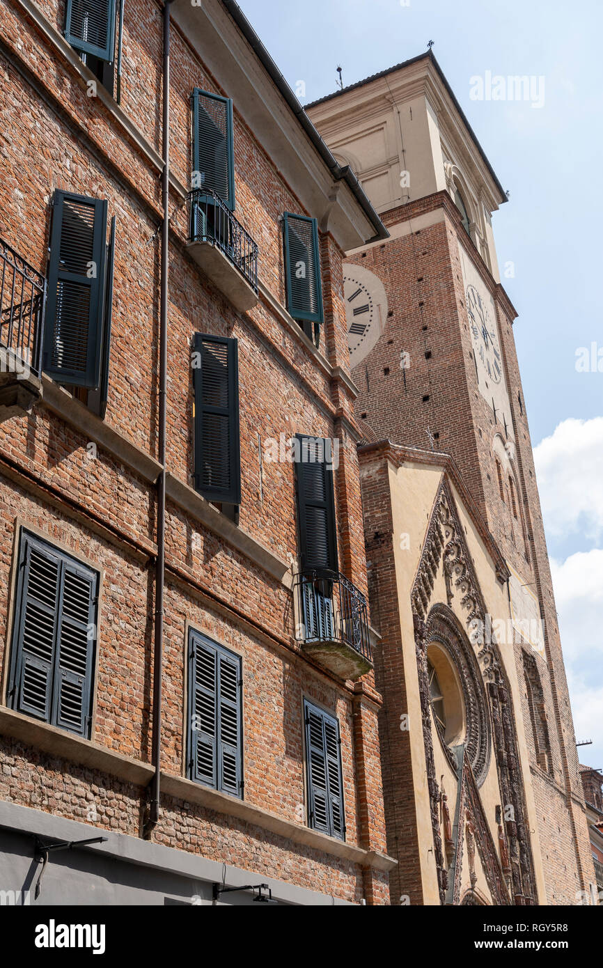 Chivasso, Turin, Piedmont, italy: facade of the medieval cathedral ...