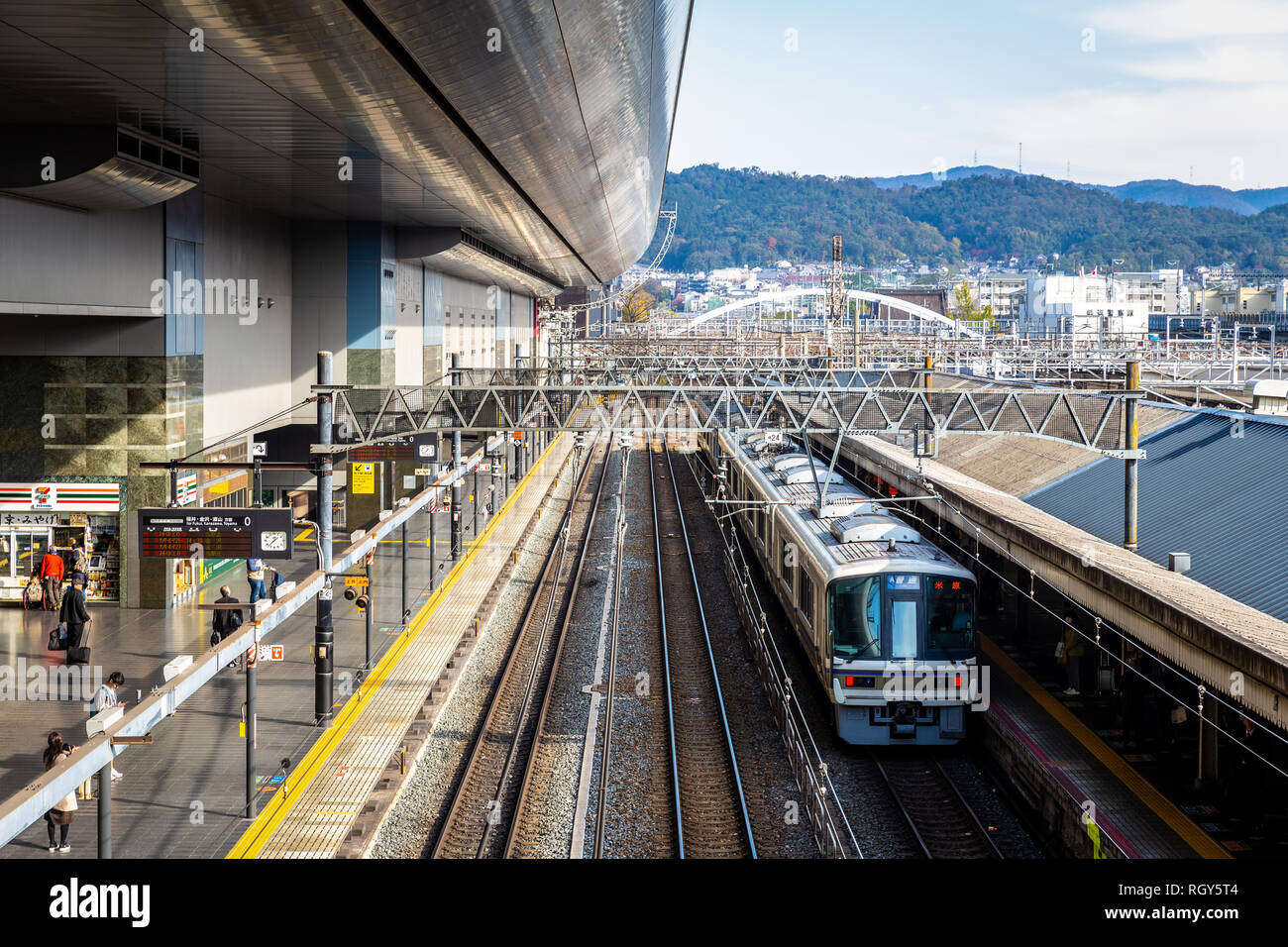 Osaka, Japan - November 21, 2018: Train arriving to platform at Osaka ...