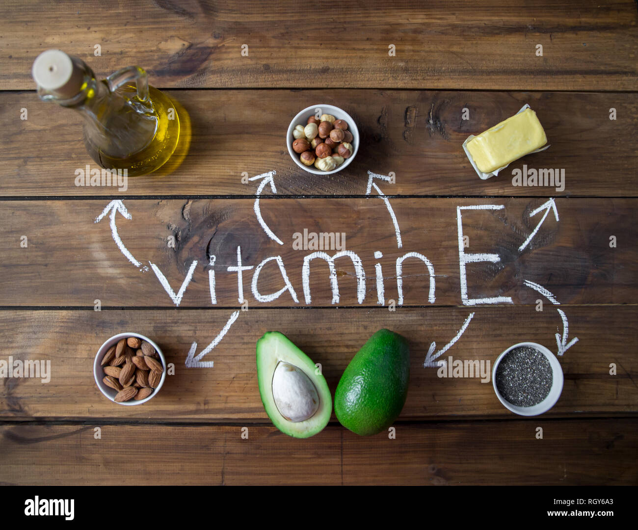 Natural products rich in vitamin E and and vitamin E. helthcare concept ...