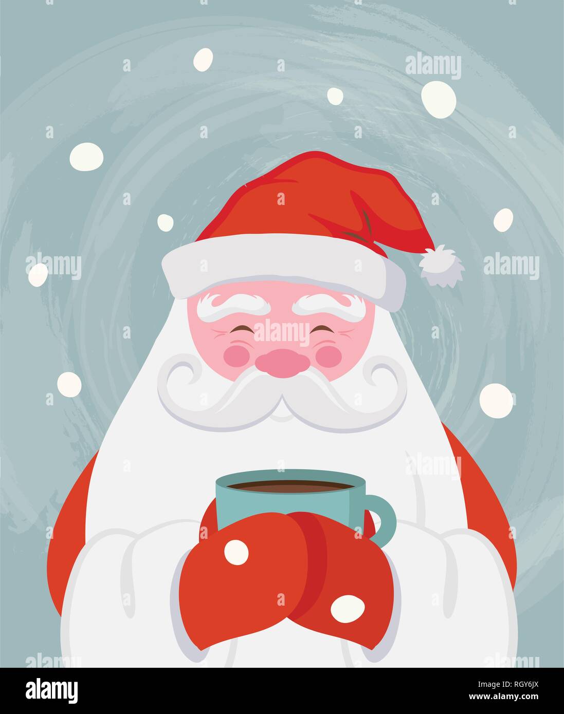 Santa drinking a hot drink and warm himself. Vector christmas ...