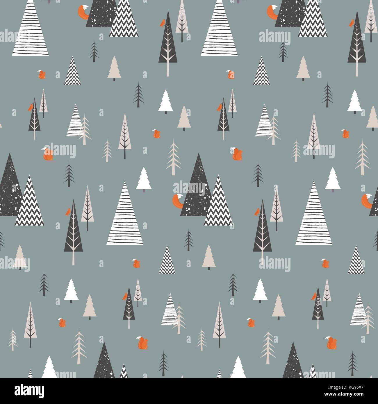 Christmas winter forest landscape . seamless pattern . Abstract Vector ...