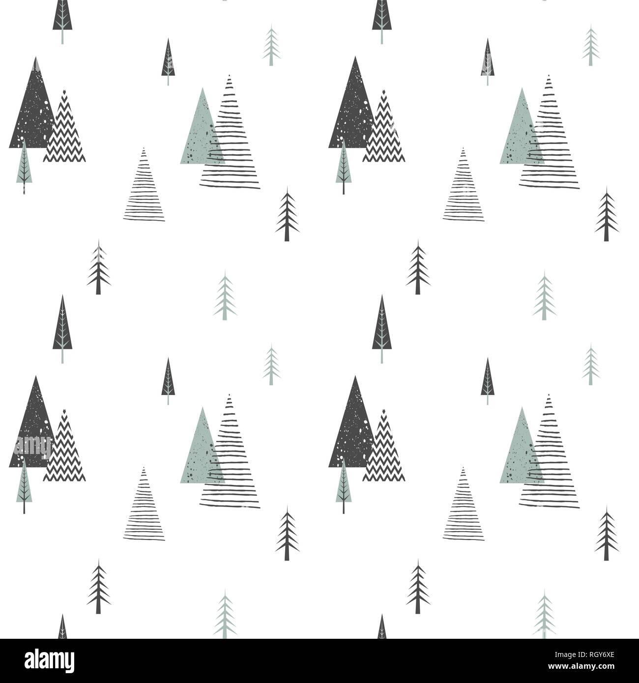 Christmas winter forest landscape . seamless pattern and background ...