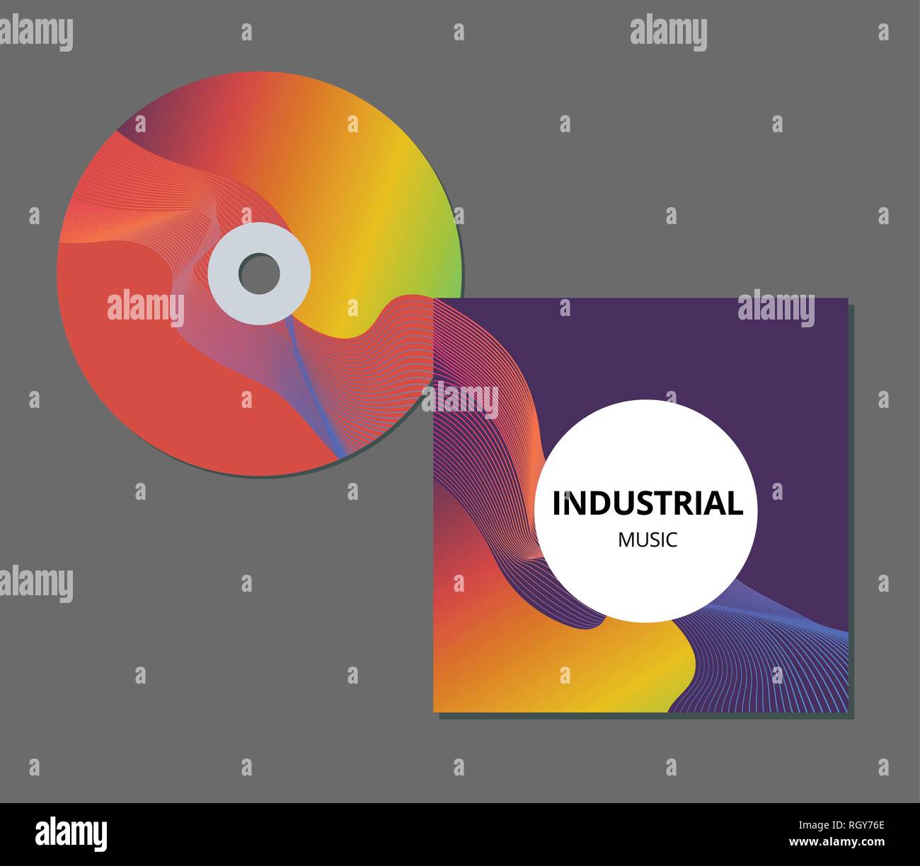 CD cover presentation design template with copy space and wave effect ...