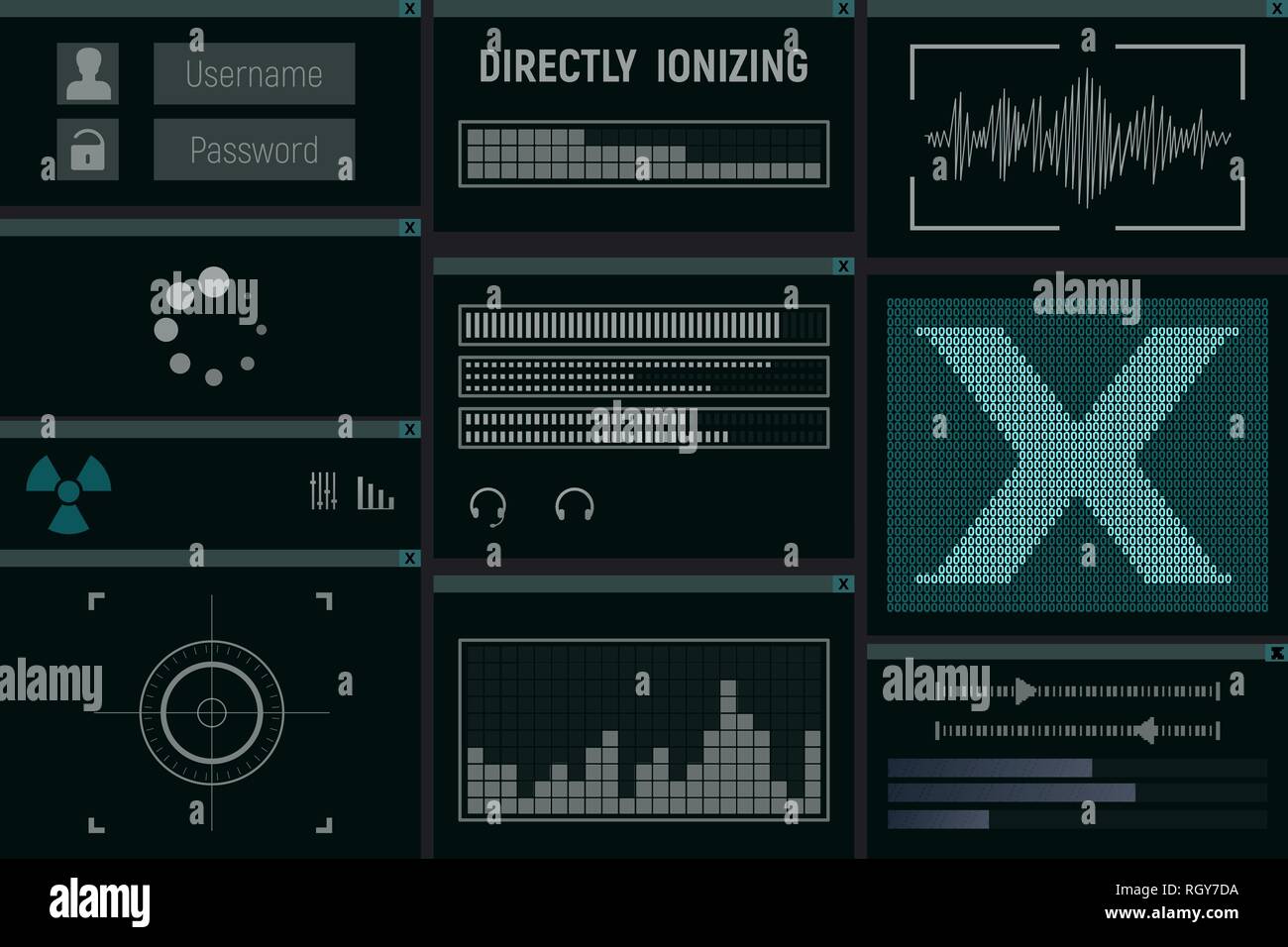 Radiation computer scan monitor. Vector illustration. Scientific ...