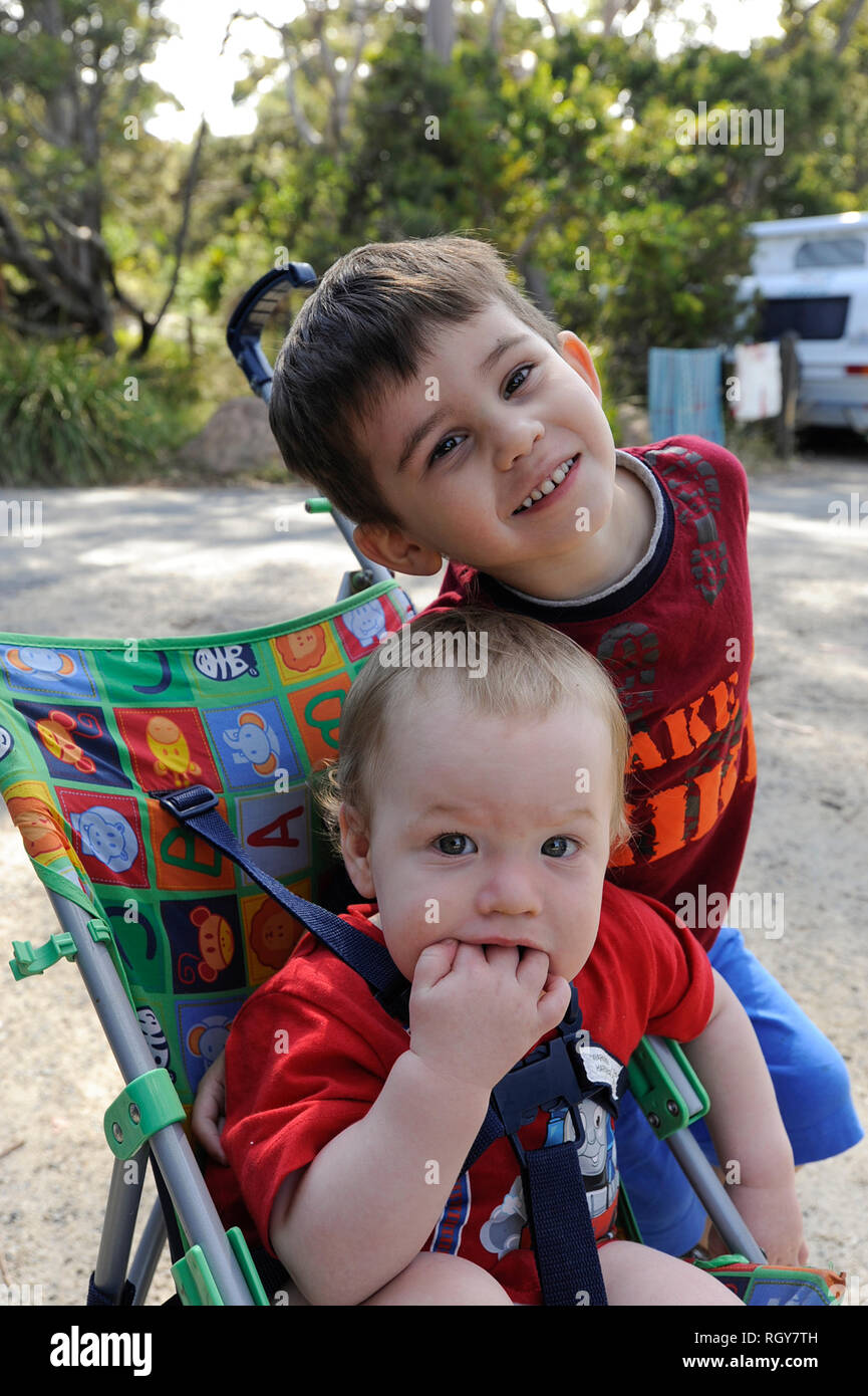 Two boys camping, Tasmania Stock Photo - Alamy