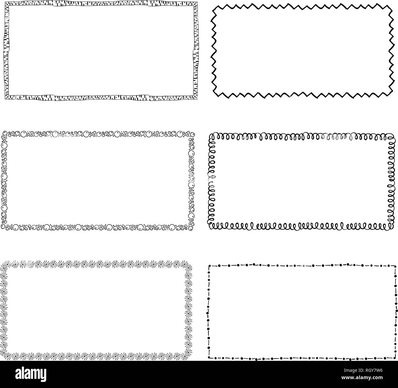 set of hand-drawn doodle frames. Sketch borders Stock Vector Image ...