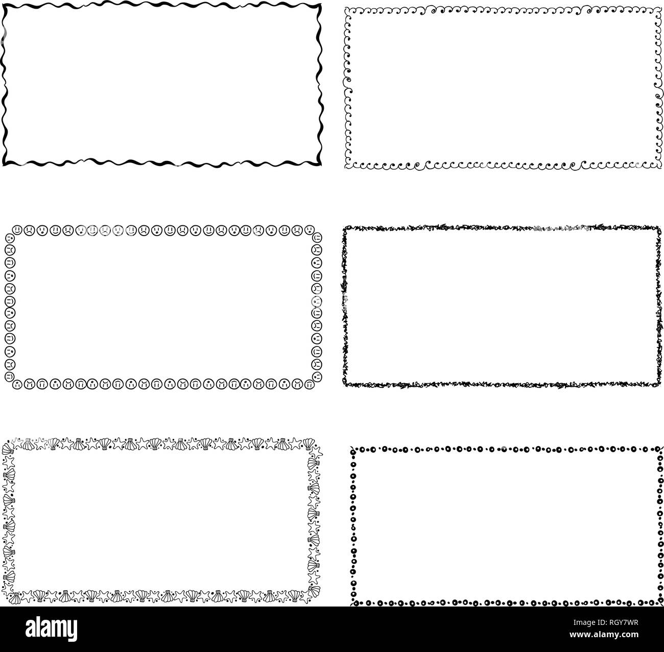 set of hand-drawn doodle frames. Sketch borders Stock Vector Image ...