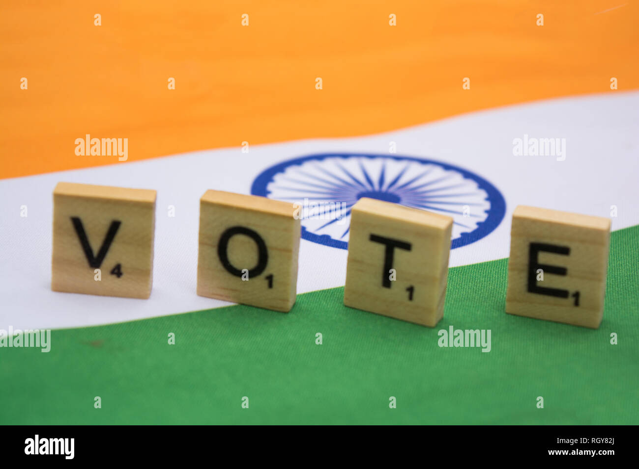 Indian election, wooden letters on indian flag showing of voting ...