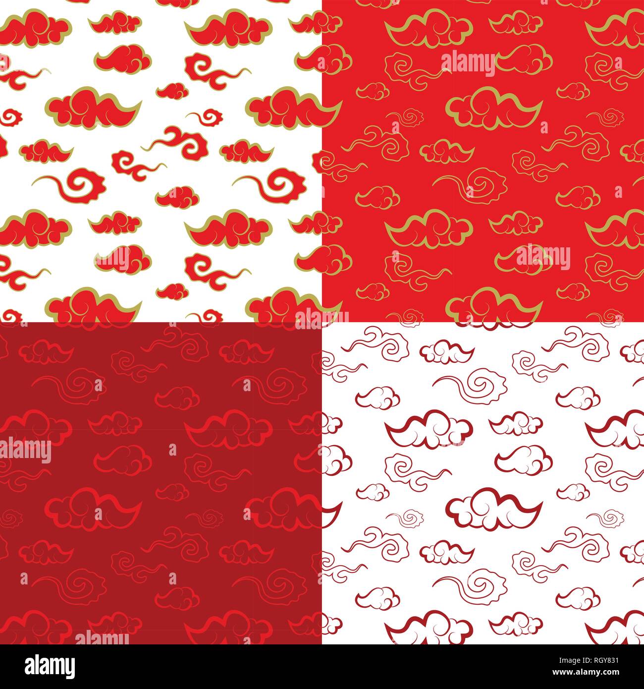 Chinese pattern set with traditional designs. vector illustration Stock ...