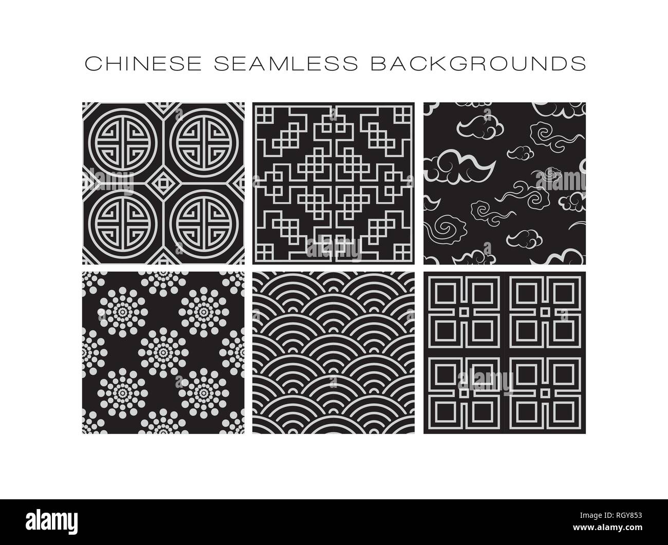 Chinese pattern set with traditional designs. vector illustration Stock ...